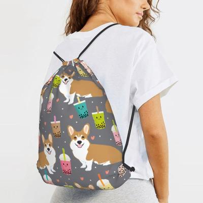 China Lightweight Girls Drawstring Gym Backpack 16.5x19.6 Inch Water Resistant Sports School Bag for sale