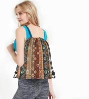 China Boho Floral Drawstring Bag Backpack Bohemian Style Tribal Art Batik Seamless Pattern for sale
