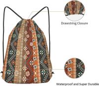 China Boho Floral Drawstring Bag Backpack Bohemian Style Tribal Art Batik Seamless Pattern for sale
