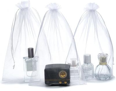China Wholesale 8x12 Inch White Organza Drawstring Bags 0.1kg Polyester for Wedding Party Favors for sale