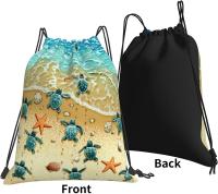 China Sea Turtle Drawstring Backpack Waterproof Adjustable Lightweight Gym Drawstring Bag Sports Dance Sackpack for sale