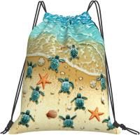 China Sea Turtle Drawstring Backpack Waterproof Adjustable Lightweight Gym Drawstring Bag Sports Dance Sackpack for sale