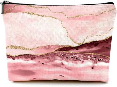 China Canvas Waterproof Cosmetic Bag 10x7 Inch Travel Makeup Pouch with Zipper for Women for sale