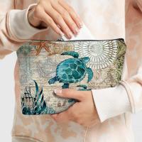 China Custom Waterproof Polyester Sea Turtle Makeup Bag 10x8 Inch Travel Cosmetic Pouch for Women for sale