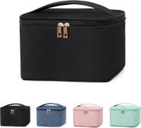 China Waterproof Polyester Cosmetic Bag 6.5x5.5x4 Inch Shockproof Makeup Organizer with Handle for Travel for sale