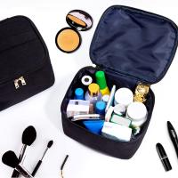 China Waterproof Polyester Cosmetic Bag 6.5x5.5x4 Inch Shockproof Makeup Organizer with Handle for Travel for sale