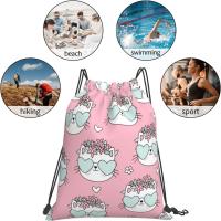 China Custom Waterproof Polyester Drawstring Backpack 10x14x16 Inch Lightweight String Bag for Kids Teens Gym Dance for sale