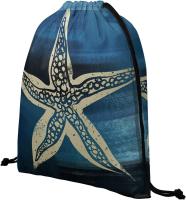 China Summer Starfish Drawstring Grip Bag Dark Blue Ocean Animals String Bag Lightweight Durable 9.25x12 inch for sale