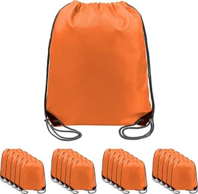 China Customizable Orange Drawstring Backpack 13.4x16.14 Inches Shockproof Waterproof Lightweight for sale