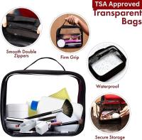 China Clear PVC Makeup Bags with Zipper 3pcs 6.5x8.3 Inches TSA Approved Toiletry Travel Set for sale