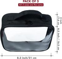 China Clear PVC Makeup Bags with Zipper 3pcs 6.5x8.3 Inches TSA Approved Toiletry Travel Set for sale