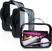 China Clear PVC Makeup Bags with Zipper 3pcs 6.5x8.3 Inches TSA Approved Toiletry Travel Set for sale