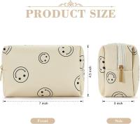 China PU Leather Waterproof Cosmetic Bag 7x2.7x4.3 Inch Smile Pattern Makeup Pouch for Women Travel for sale