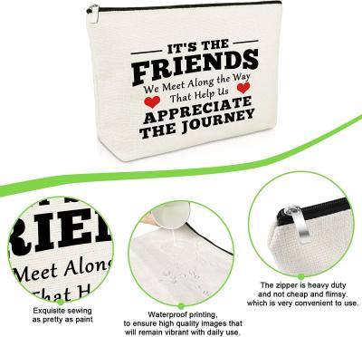 China Canvas Best Friend Gift Makeup Bag 10x7 Inches Lightweight Waterproof Cosmetic Pouch for sale