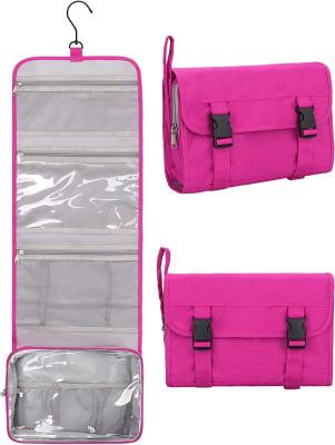 China Large Capacity Travel Hanging Toiletry Bag 11x8x4 Inch Waterproof Polyester Cosmetic Storage for sale