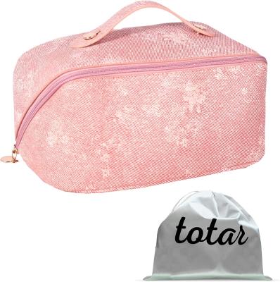 China PU Leather Travel Toiletry Makeup Bag for Women Waterproof 4.7x10.2x4.7 Inch Organizer Case for sale