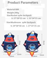 China Rocket Shape SBR Children Backpack 3D Neoprene Education Bag 31 * 24 * 15 Cm for sale