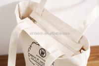 China Eco Friendly Reusable Canvas Tote Bag with Zipper for Grocery Shopping 0.2kg for sale