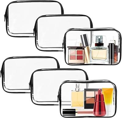China Clear PVC Travel Makeup Bag 6.9x4.7x2.2 Inch TSA Approved Waterproof Cosmetic Pouch for sale