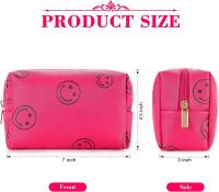 China PU Leather Preppy Makeup Bag Waterproof Cosmetic Organizer 7x2.7x4.3 Inch Pink for sale