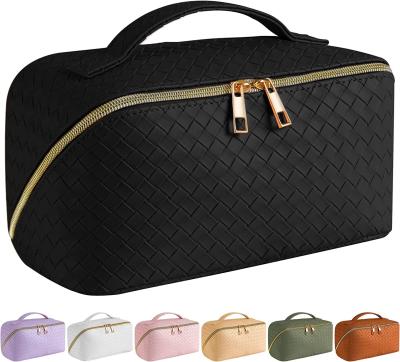 China Large Capacity Travel Cosmetic Makeup Bag PU Leather Waterproof for sale