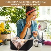 China Large Capacity Travel Cosmetic Makeup Bag PU Leather Waterproof for sale