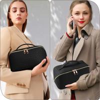 China Large Capacity Travel Cosmetic Makeup Bag PU Leather Waterproof for sale