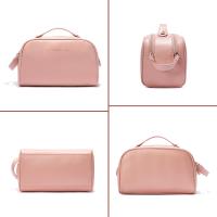 China Large Travel PU Leather Makeup Bag 9.8x6x6 Inch Waterproof Toiletry Organizer for Women for sale
