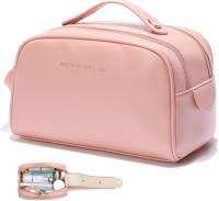 China Large Travel PU Leather Makeup Bag 9.8x6x6 Inch Waterproof Toiletry Organizer for Women for sale