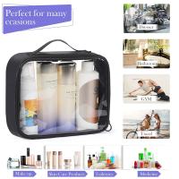 China Clear PVC Travel Makeup Bag 2 Pack Large Toiletry Bag 9.1x2.43x7.1 Inch TSA Approved for sale