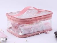 China PVC Transparent Makeup Bag 8.3x5.9x3.5 Inch Waterproof Travel Storage Pouch Shockproof for sale