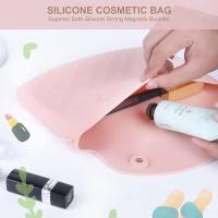 China Silicone Travel Makeup Bag Waterproof Cosmetic Pouch 7.5x4.8 Inch Cute Gift for Women for sale