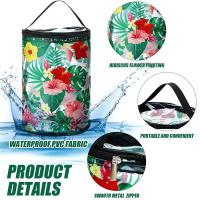 China Clear PVC Waterproof Toiletry Bag 5.91x9 Inch Beach Makeup Pouch with Hawaiian Floral Print for sale