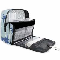 China Hanging Travel Toiletry Bag 23x47cm Waterproof Polyester Makeup Organizer for Men Women Blue for sale