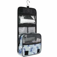 China Hanging Travel Toiletry Bag 23x47cm Waterproof Polyester Makeup Organizer for Men Women Blue for sale
