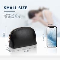 China Small PU Leather Makeup Bag Travel Cosmetic Organizer Pouch 8x5x2 Inches Black for sale