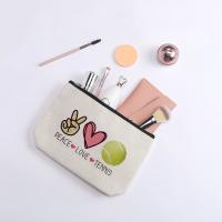 China Custom Logo Canvas Cosmetic Bag 9.1x7.1 Inch Waterproof Travel Makeup Pouch for Women for sale