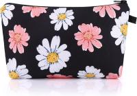 China Custom Waterproof Sunflower Printed Makeup Bag Travel Toiletry Organizer 8.38x5.65x0.58 Inches for sale