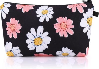 China Custom Waterproof Sunflower Printed Makeup Bag Travel Toiletry Organizer 8.38x5.65x0.58 Inches for sale