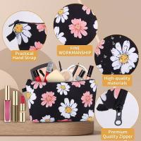 China Custom Waterproof Sunflower Printed Makeup Bag Travel Toiletry Organizer 8.38x5.65x0.58 Inches for sale