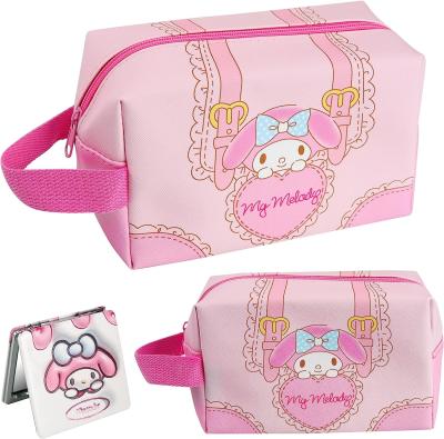 China Cute Rabbit PU Leather Waterproof Cosmetic Bag 8.3x3.9x4.9in Travel Makeup Pouch for sale