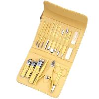 China Stainless Steel Manicure Set 16Pcs Nail Clippers Kit with Leather Bag for Professional Use for sale