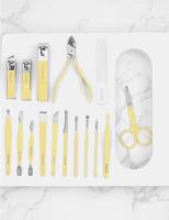 China Stainless Steel Manicure Set 16Pcs Nail Clippers Kit with Leather Bag for Professional Use for sale