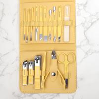 China Stainless Steel Manicure Set 16Pcs Nail Clippers Kit with Leather Bag for Professional Use for sale