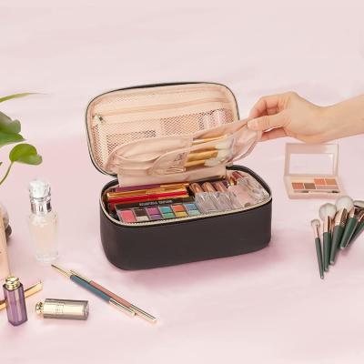 China Custom PU Cosmetic Bag 0.1kg Water Resistant Travel Makeup Organizer for Women for sale