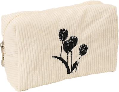 China Large Capacity Canvas Makeup Bag Travel Toiletry Organizer 0.1kg White Black Custom Logo for sale