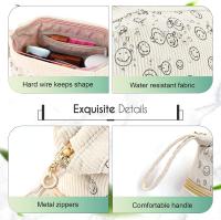 China Canvas Double Layer Travel Makeup Bag 9.84x5.5x6.88 Inches Soft Durable Cosmetic Organizer for Women for sale