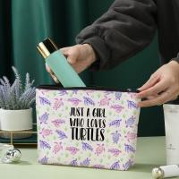 China Waterproof Canvas Sea Turtle Makeup Bag 9.84x5.5x6.88 Inch Cosmetic Travel Pouch for sale