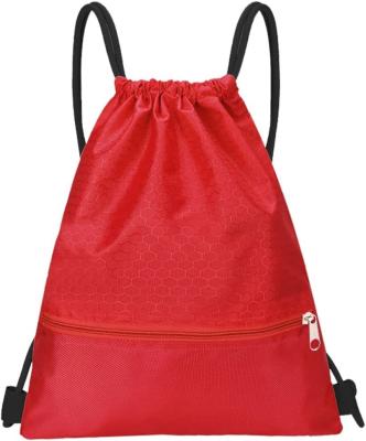 China Waterproof Drawstring Backpack 19.7x16.5 Inch Gym Bag with Zip Pocket for Men Women for sale