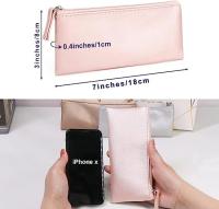 China PU Leather Cosmetic Pencil Bags Small Soft Makeup Pouch With Zipper for sale